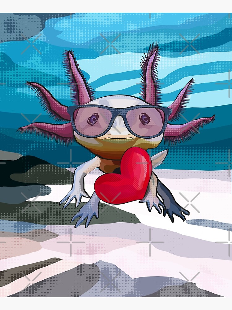 "Cute Axolotl with glasses and Heart - We Love Axolotl " Art Print for ...