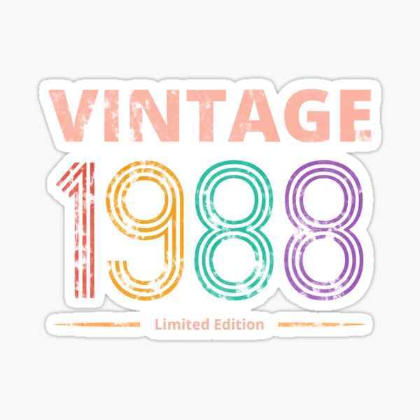 "Vintage 1988 Limited Edition" Sticker for Sale by csizmaziadesign ...