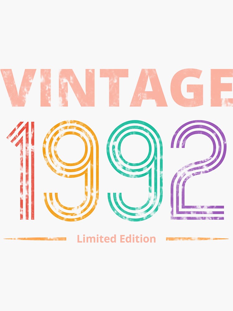 "Vintage 1992 Limited Edition" Sticker for Sale by csizmaziadesign ...