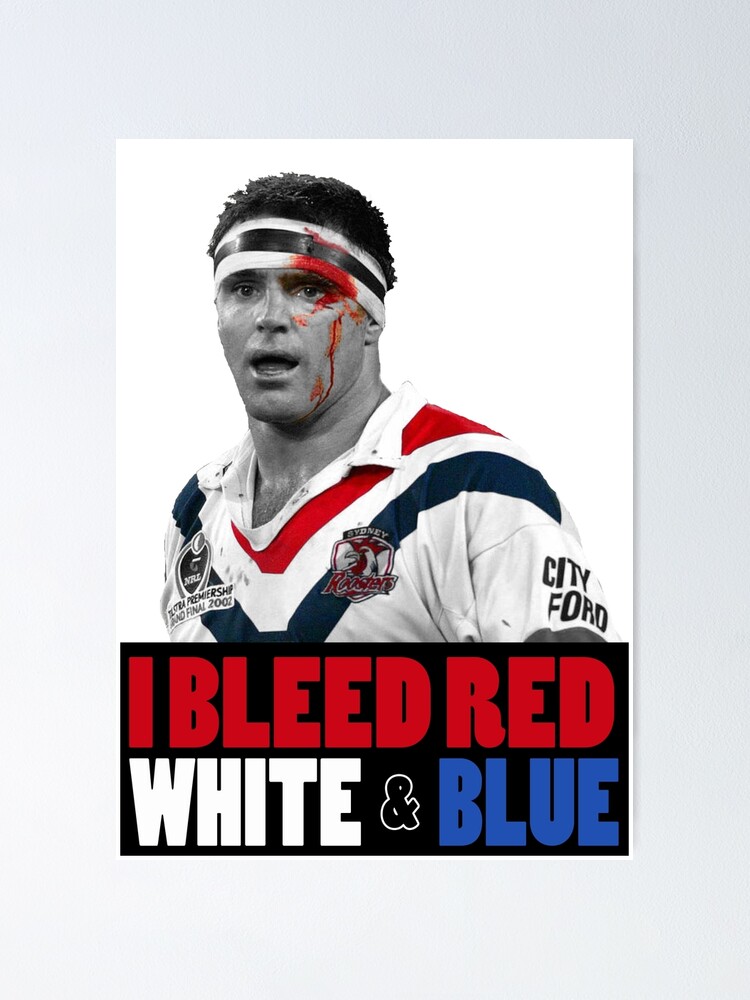 "Roosters - Freddie Fittler - Bleed Red White & Blue" Poster for Sale ...
