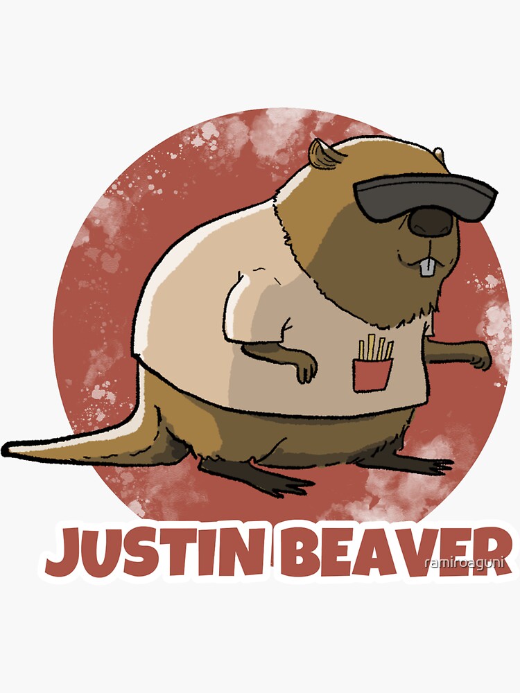 "Justin Beaver, the cool beaver for you!" Sticker for Sale by ...