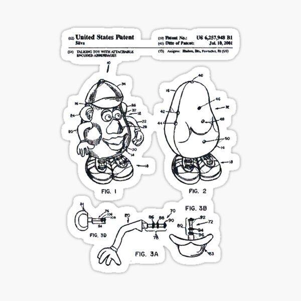 "Mr.Potato Head Patent Black " Sticker for Sale by Alexandra19776 ...
