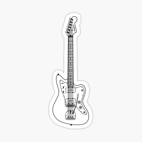 "Monochrome Jazzmaster (Black Outline)" Sticker for Sale by halveflower ...