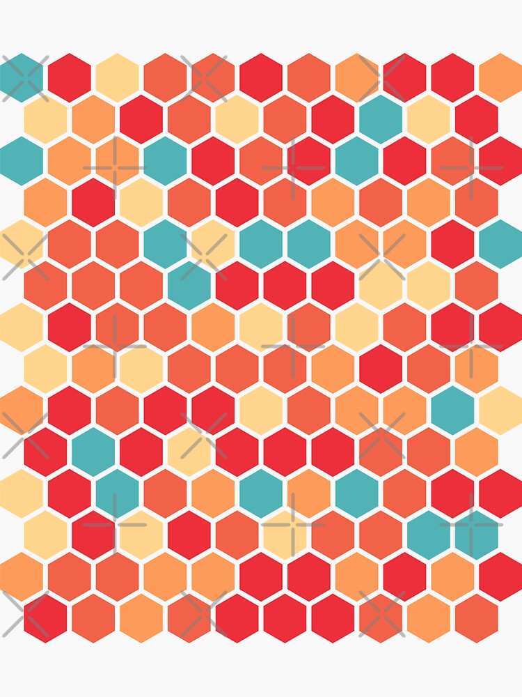"Honeycomb Retro 1970s Hexagon" Sticker for Sale by moonbeauty | Redbubble