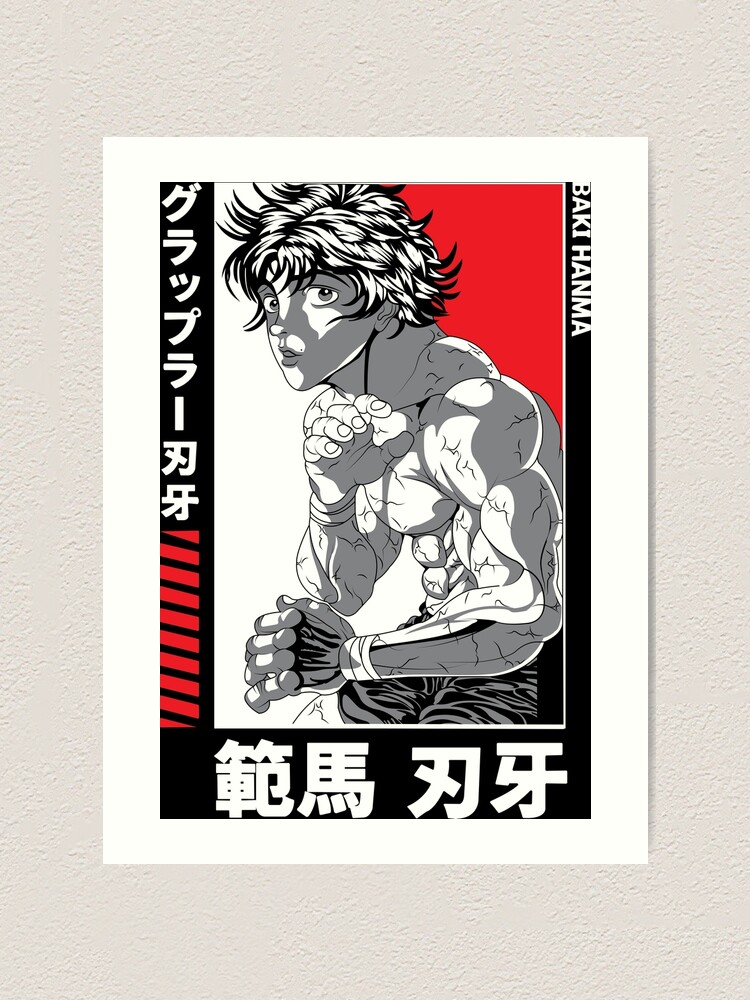 " Baki the Grappler, red, anime, manga, hanma" Art Print for Sale by ...