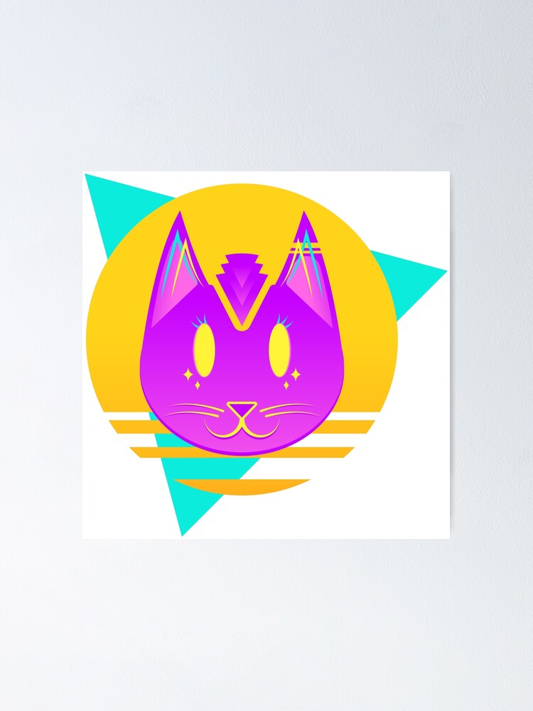 "Synthwave / Retrowave Cat" Poster for Sale by Shpentzy | Redbubble
