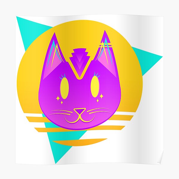 "Synthwave / Retrowave Cat" Poster for Sale by Shpentzy | Redbubble