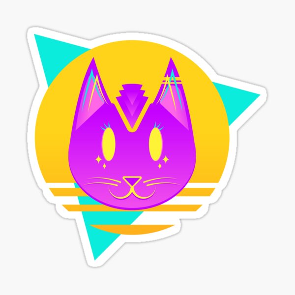 "Synthwave / Retrowave Cat" Sticker for Sale by Shpentzy | Redbubble