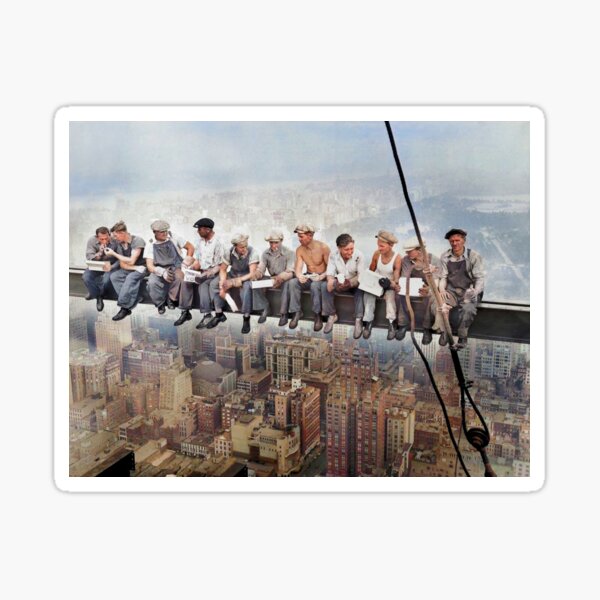 "Lunch atop a Skyscraper colorized (HQ)" Sticker for Sale by TigerLab ...