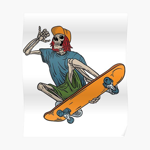 "skateboarding skeleton" Poster for Sale by yass14 | Redbubble