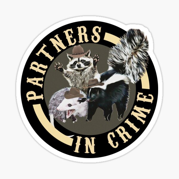 "Partners In Crime Possum Raccoon Skunk Cowboys" Sticker for Sale by ...