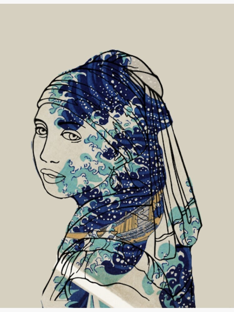 "Great Wave Girl with a Pearl Earring Blue" Poster for Sale by ...