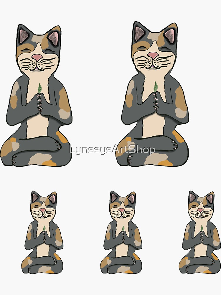 "Meditation cat." Sticker for Sale by LynseysArtShop | Redbubble