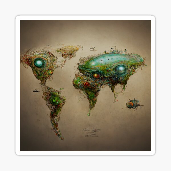 "The Map of an Alien Earth" Sticker for Sale by MrFish-Designs | Redbubble