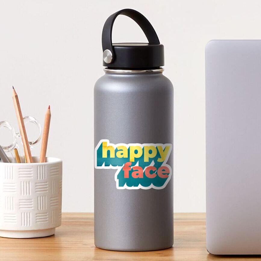 "Happy Face Word Art" Sticker for Sale by KatyClemmans | Redbubble