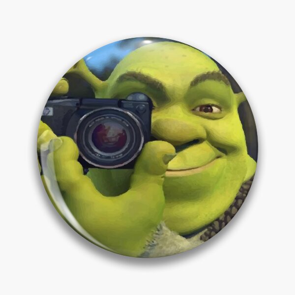 "Shrek caught in 4k camera meme" Pin for Sale by cloudwaifu | Redbubble