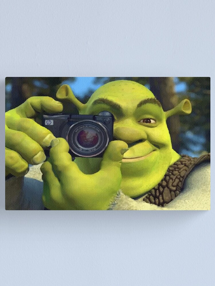 "Shrek caught in 4k camera meme" Canvas Print for Sale by cloudwaifu ...