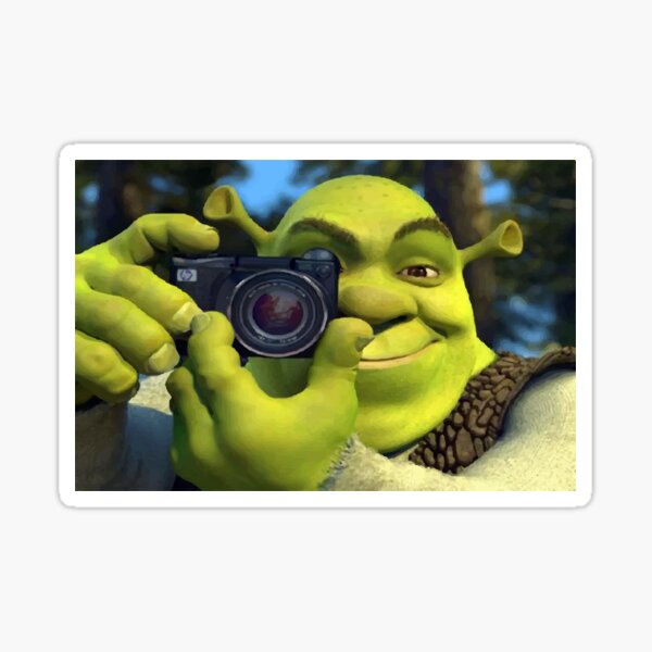 "Shrek caught in 4k camera meme" Sticker for Sale by cloudwaifu | Redbubble