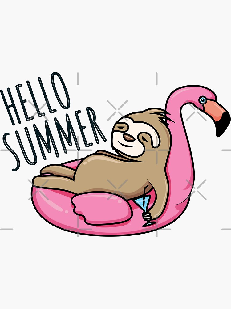 "Hello Summer Sloth" Sticker for Sale by RubyOwl | Redbubble