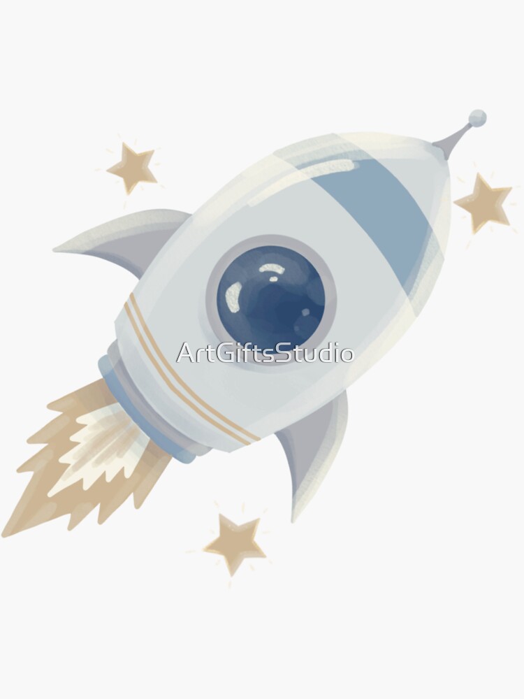 "Rocket ship stars" Sticker for Sale by ArtGiftsStudio | Redbubble