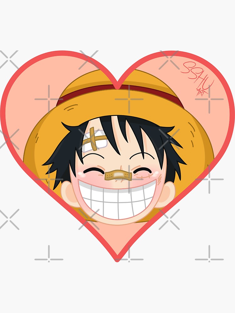 "Smile! luffy-heart" Sticker for Sale by SshuDraws | Redbubble