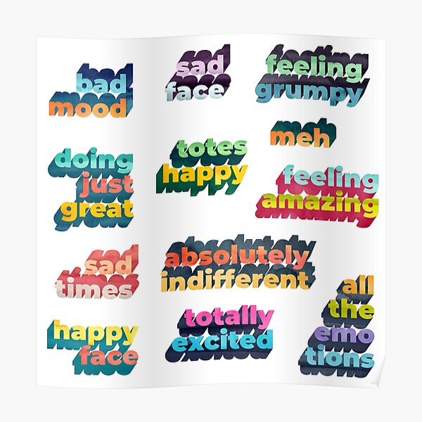 "Mixed Emotions Word Art" Poster for Sale by KatyClemmans | Redbubble