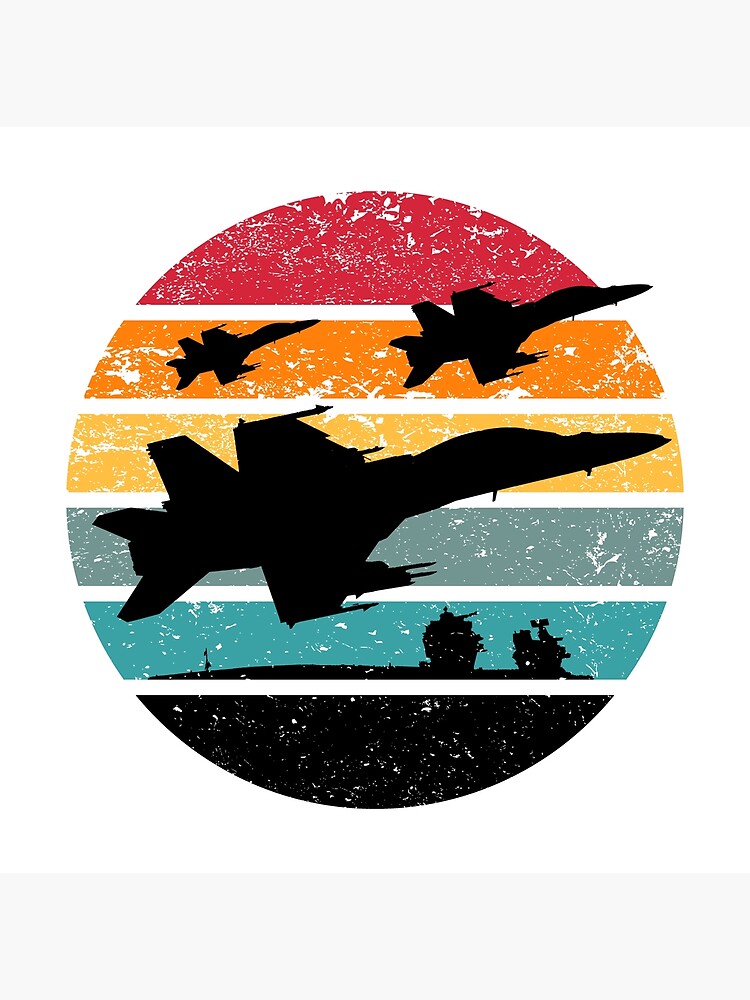 "Retro Sunset Fighter Jet F/A18 Super Hornet Top Gun auf Flugzeugträger ...