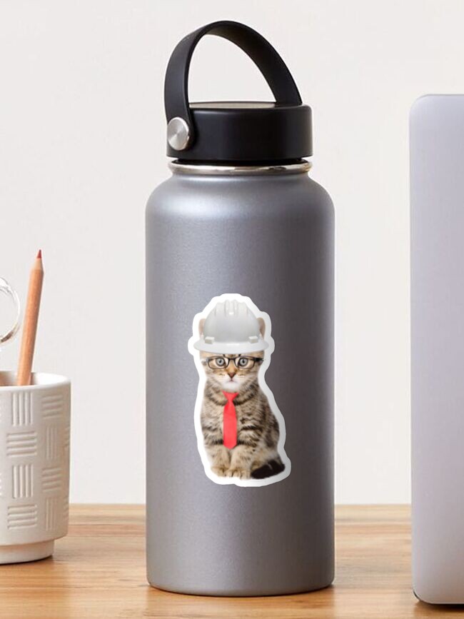 "Engineer Cat!" Sticker for Sale by Catwithhardhat | Redbubble