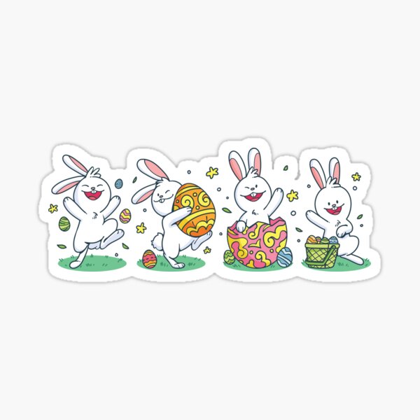 "Four funny cute Rabbits" Sticker for Sale by Bouhrara | Redbubble