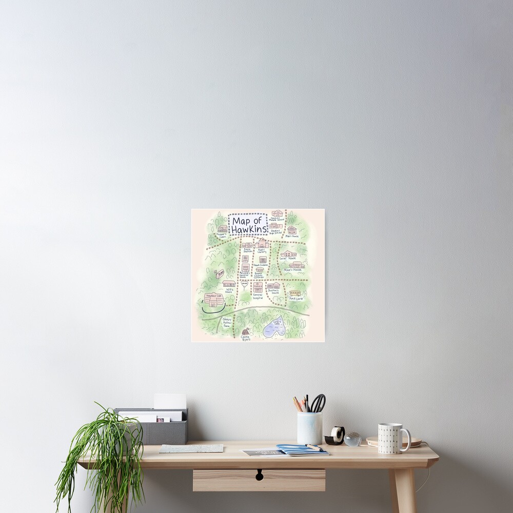 "Stranger things - Hawkins map" Poster for Sale by MomosDrawing | Redbubble
