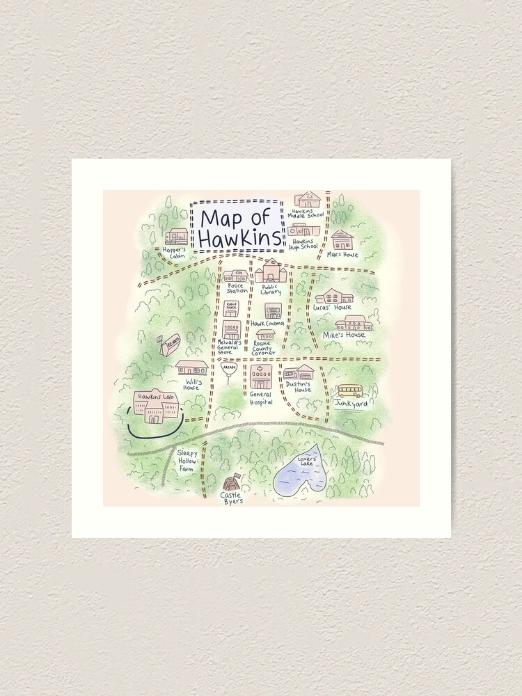 "Stranger things - Hawkins map" Art Print by MomosDrawing | Redbubble