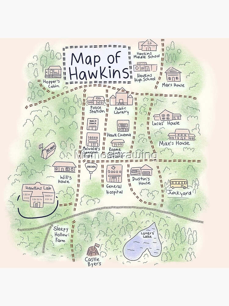 "Stranger things - Hawkins map" Art Print by MomosDrawing | Redbubble
