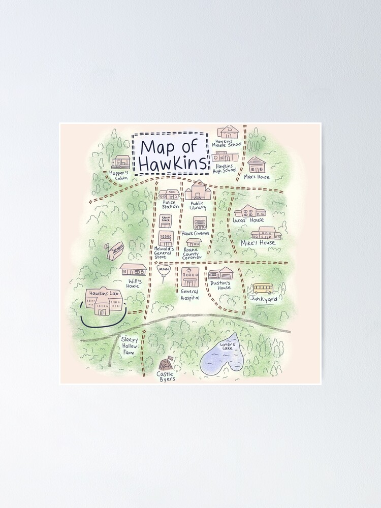 "Stranger things - Hawkins map" Poster for Sale by MomosDrawing | Redbubble