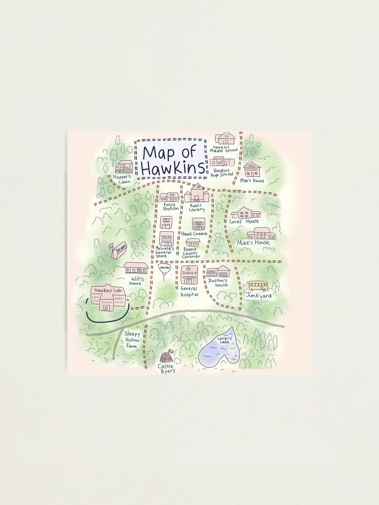 "Stranger things - Hawkins map" Photographic Print for Sale by ...