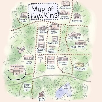 "Stranger things - Hawkins map" Art Print by MomosDrawing | Redbubble
