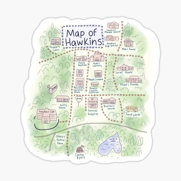 "Stranger things - Hawkins map" Sticker for Sale by MomosDrawing ...