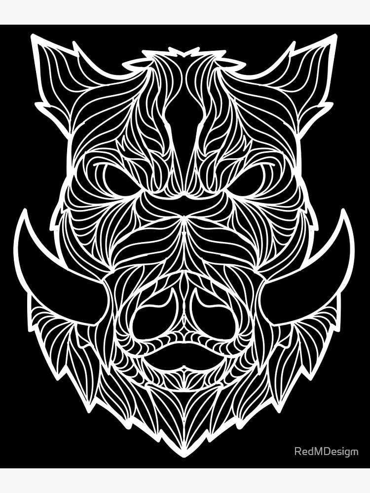 "Wild boar head drawing" Poster for Sale by RedMDesigm | Redbubble