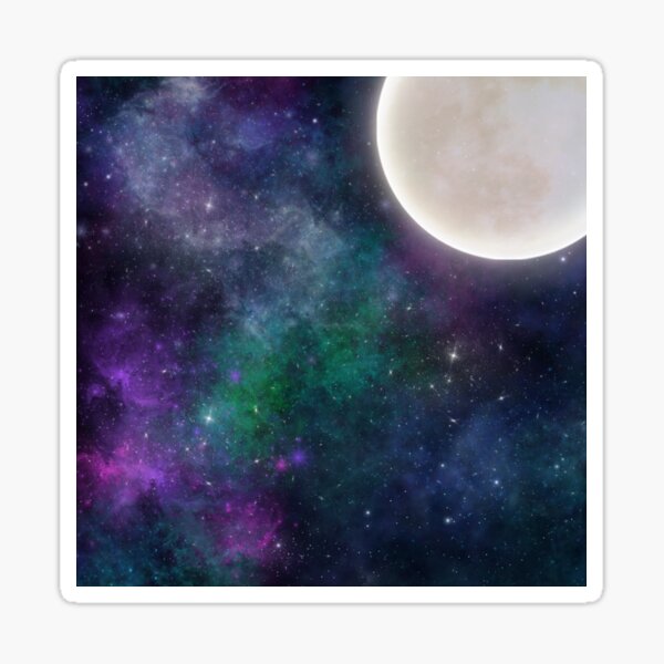 "Galaxy Sky with Moon" Sticker for Sale by Minima-Vulpes | Redbubble