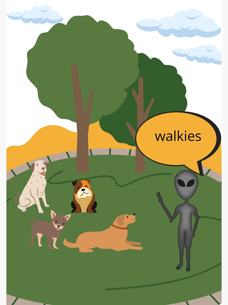 "Friendly Alien walking the dogs." Sticker for Sale by reegall2 | Redbubble