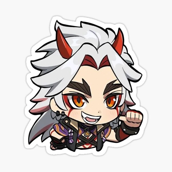 "Arataki Itto | Genshin Impact Sticker "I am here!"" Sticker for Sale ...