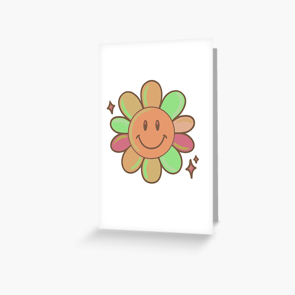 "Groovy Flower Smiley Face" Greeting Card for Sale by shelbylester ...