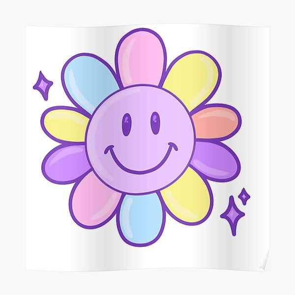 "Groovy Flower Smiley Face" Poster for Sale by shelbylester | Redbubble