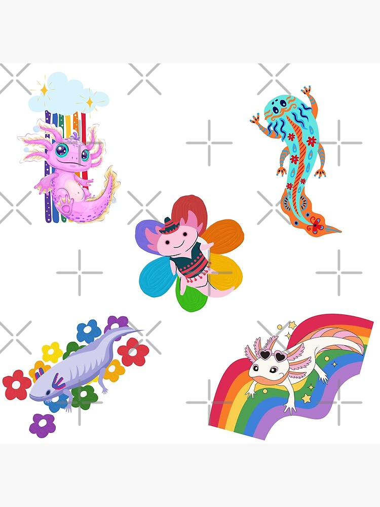 "Rainbow Axolotl Pack Colorful Salamander Bundle " Poster for Sale by ...