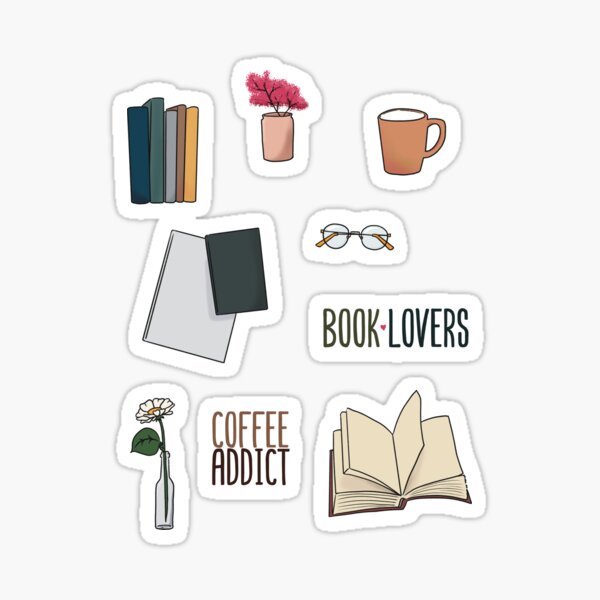 "Coffee and books" Sticker for Sale by CricketDoodles | Redbubble