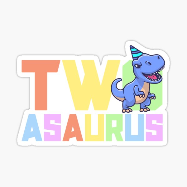 Pegatina for Sale con la obra «Fiesta de cumpleaños de dinosaurio Two ...