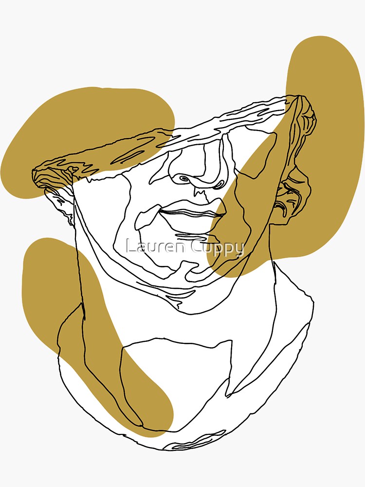 "Colossal Head of a Youth Line Art Drawing" Sticker for Sale by lcuppy ...
