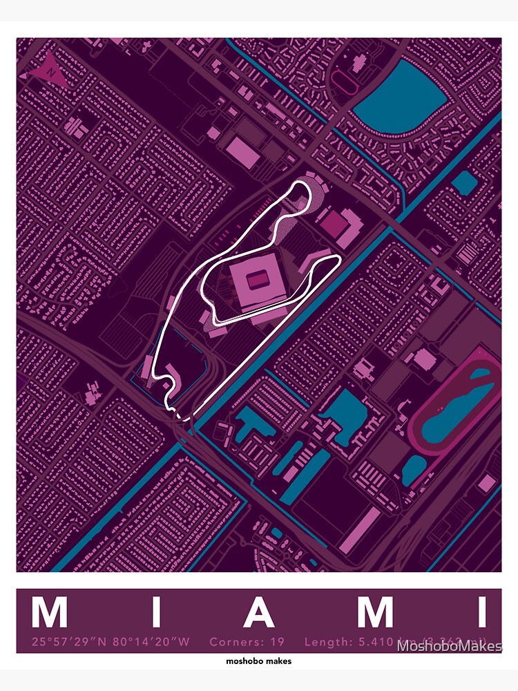 "Miami International Autodrome | Track Map for Poster Wall Art ...