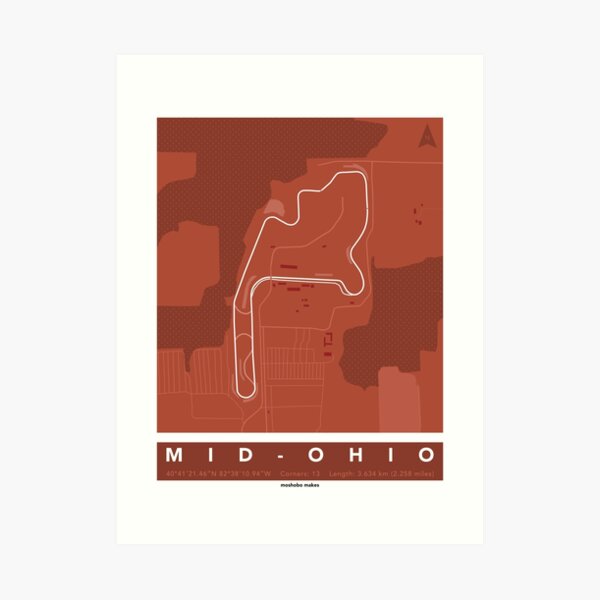 "Mid-Ohio Sports Car Course | Track Map for Poster Wall Art | Formula 1 ...