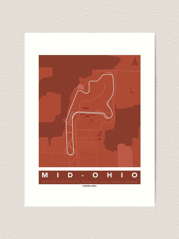 "Mid-Ohio Sports Car Course | Track Map for Poster Wall Art | Formula 1 ...