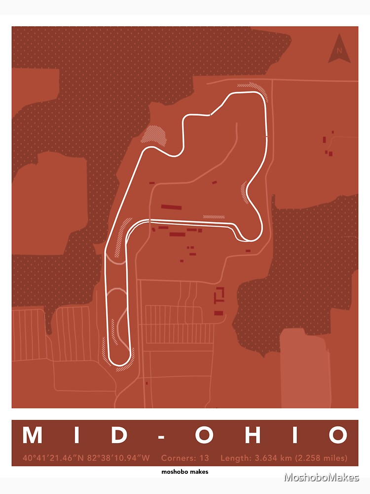 "Mid-Ohio Sports Car Course | Track Map for Poster Wall Art | Formula 1 ...